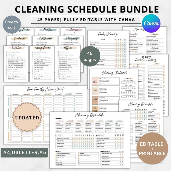 Housekeeping Checklist, Printable Template, Editable File, Cleaning ...