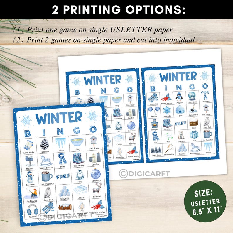Winter Bingo Cards,100 Printable Winter Bingo Game,family Winter Party ...
