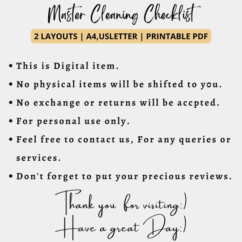 Master Cleaning Checklist Printabledeep House Cleaning - Etsy