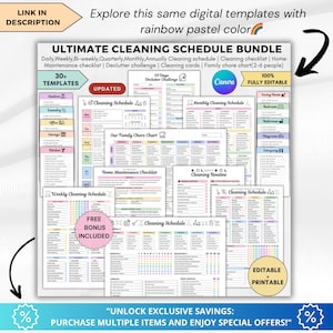 Ultimate Cleaning Schedule Bundle Editable,cleaning Planner Bundle A4 ...