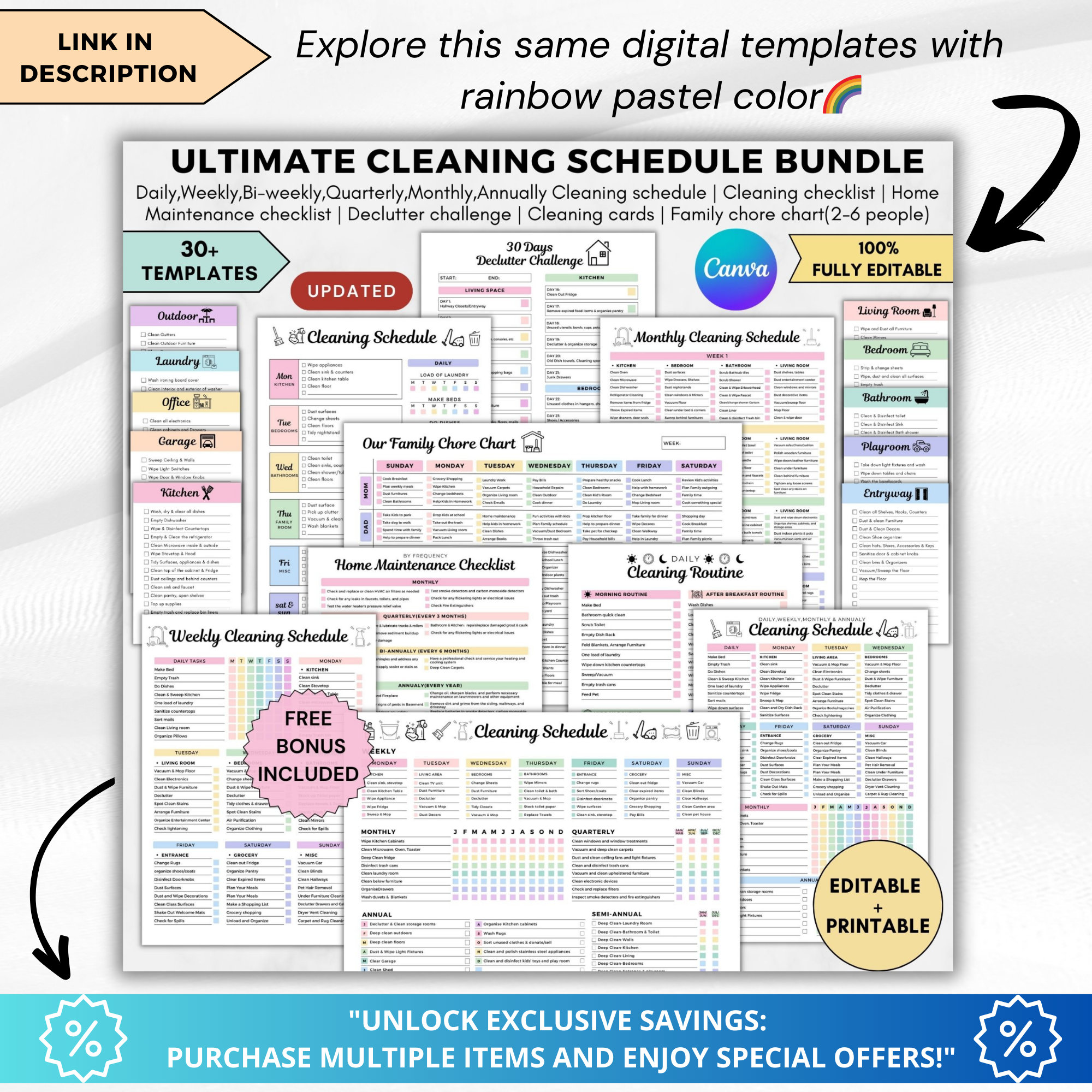 Ultimate Cleaning Schedule Bundle Editable,cleaning Planner Bundle A4 ...