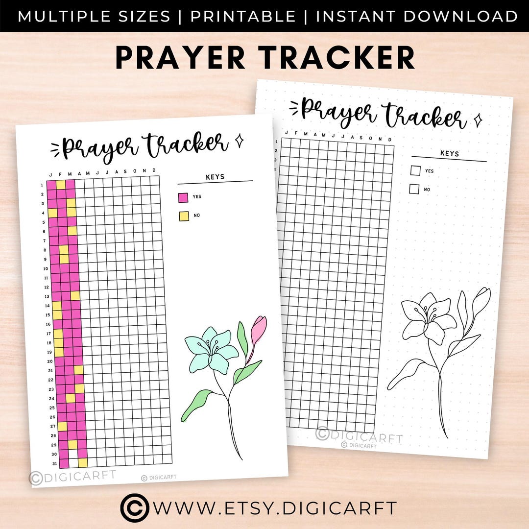 Yearly Prayer Tracker Journal Printable,daily Prayer Journal Digital ...