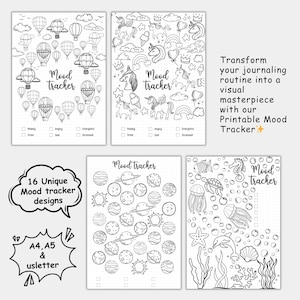 Mood Tracker Journal for Mental Wellness,bujo Monthly Mood Tracker ...
