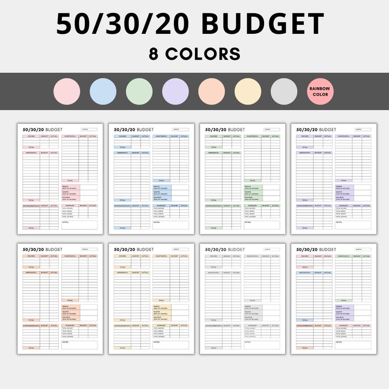 50/30/20 Budget Template,50/30/20 Rule,monthly Budget Template Ipad ...