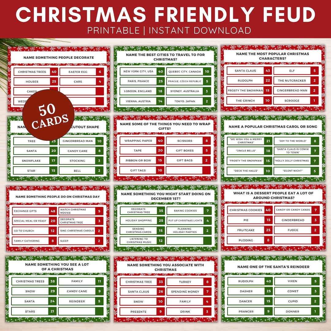 Christmas Friendly Feud Game Printable,christmas Family Feud Quiz ...