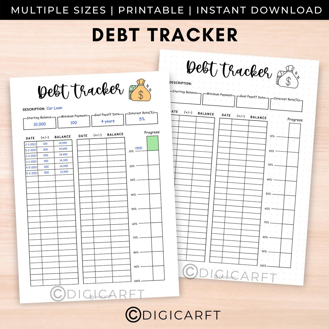 Debt Payoff Tracker Printable,debt Payment Tracker Printable,debt ...