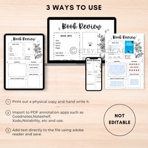 Book Review Template Printable,a5 Journal Reading Review Page,reading ...
