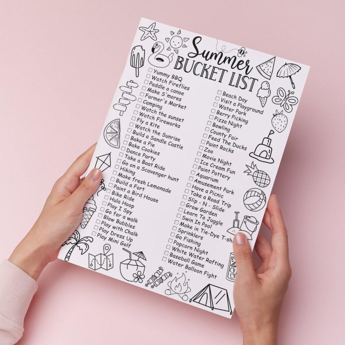 Summer Bucket List for Kids Printable,summer Activity List Coloring ...