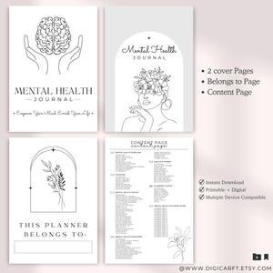 Mental Health Journal Bundle Printable,digital Mentalhealth Planner ...