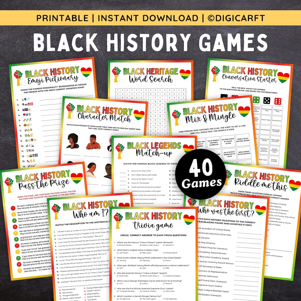 Black History Month Games Bundle,black People Trivia,black History Pass ...