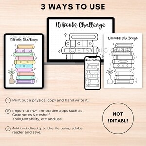 10 Books Challenge Tracker Printable,book Reading Challenge Template ...
