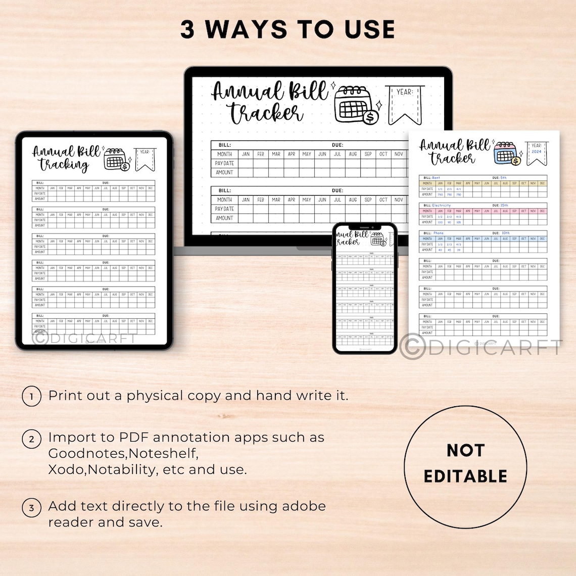 Annual Bill Tracker Check List Notebook Printable,budget Journal Pages ...