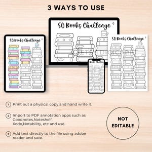 50 Book Challenge Tracker Printable,books Reading Challenge Templates ...