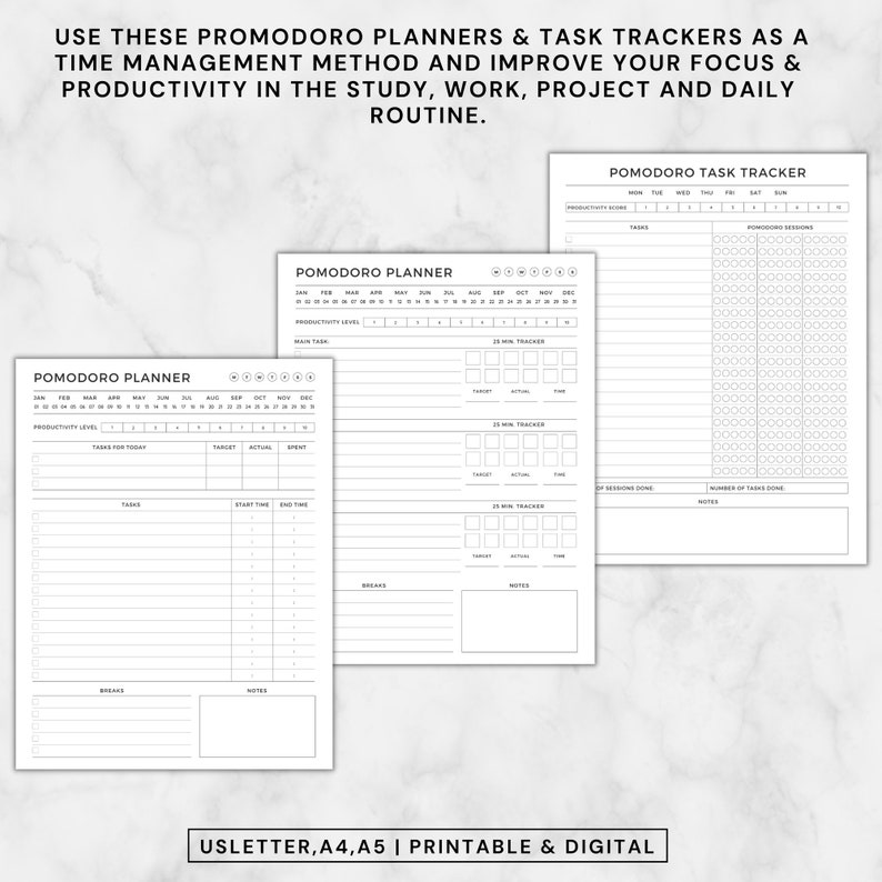 Pomodoro Planner Printable,productivity Planner Ipad,study Session ...