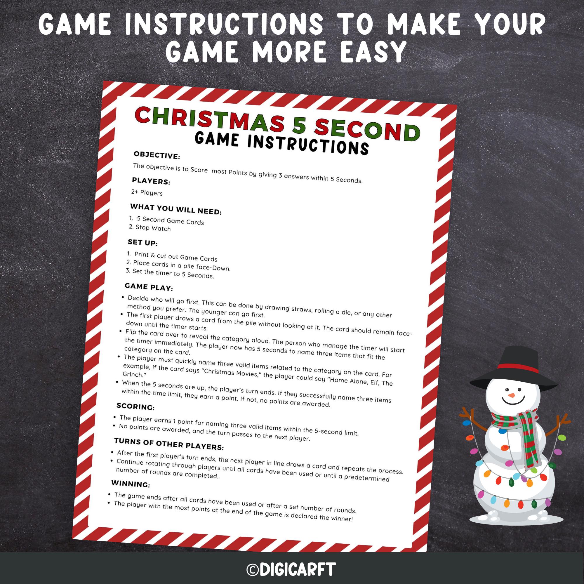 Christmas 5 Second Games for Kids,printable Christmas Games for Group ...