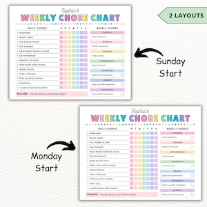 Editable Weekly Chore Chart for Kids Canva,printable Kids Chores ...