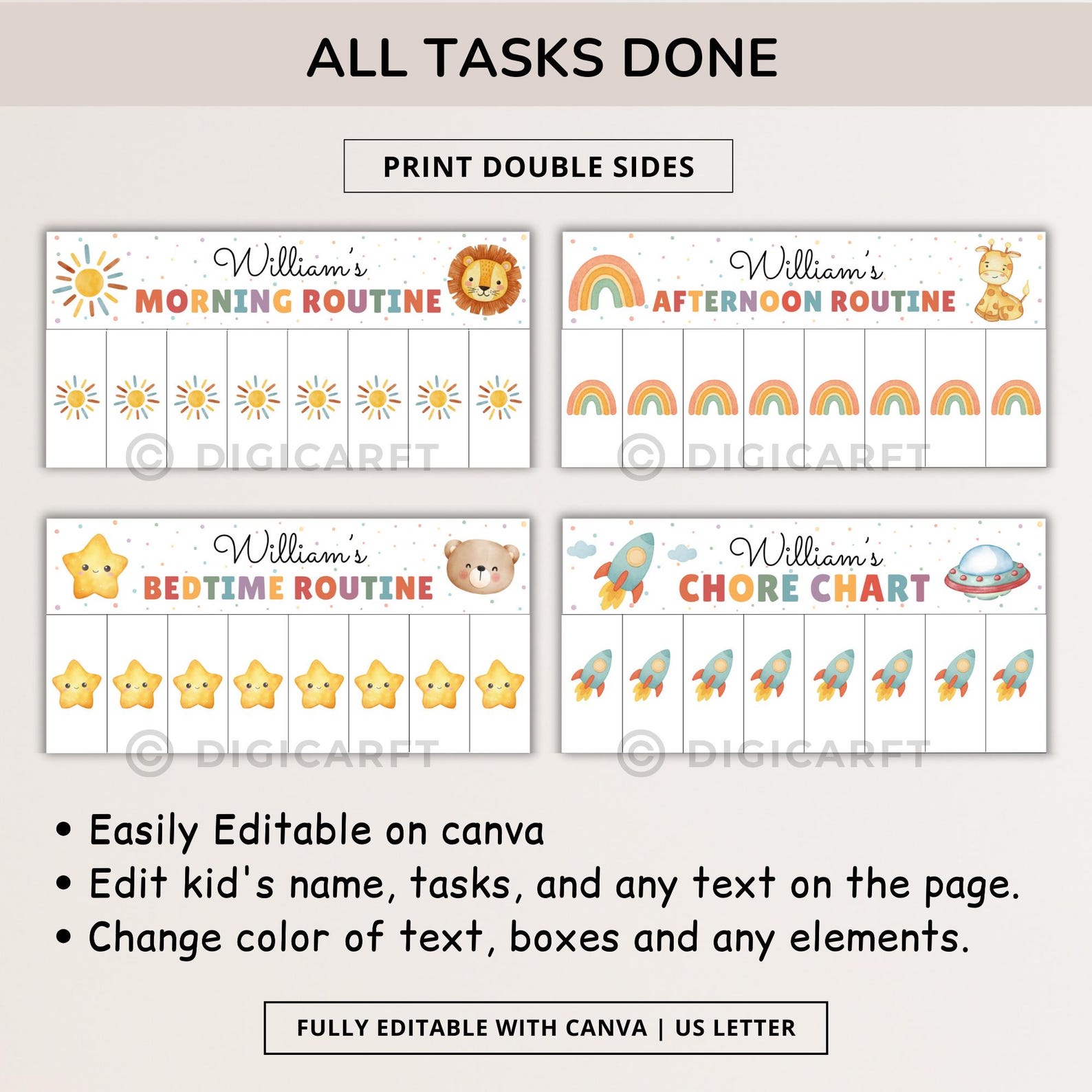 Routine Flip Chart Editable Kids,morning Routine,chore Chart,bedtime ...