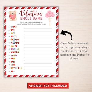Valentines Game Printable,valentine Emoji Pictionary Game,romantic Game ...