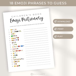 Children's Book Emoji Pictionary Game Printable,baby Book Emoji ...