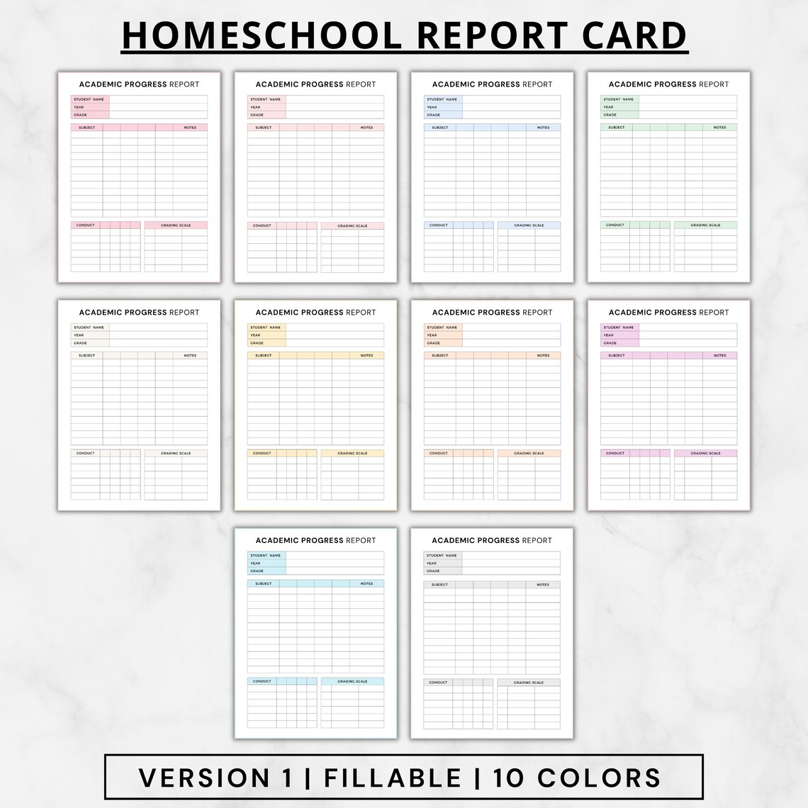 Homeschool Report Card Template Printableacademic Progress - Etsy