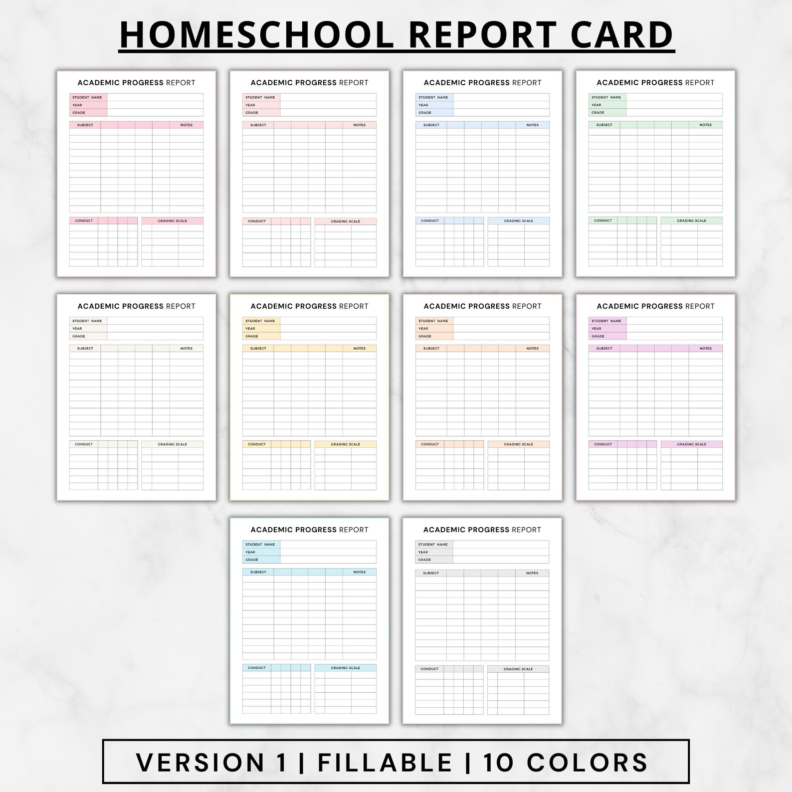 Homeschool Report Card Template Printableacademic Progress - Etsy