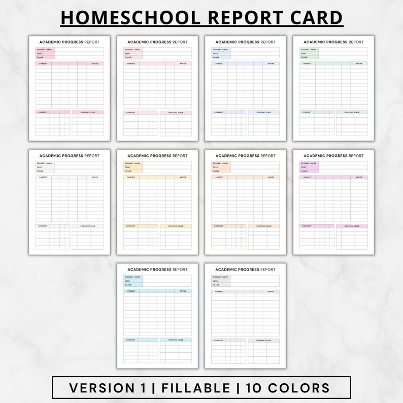 Homeschool Report Card Template Printableacademic Progress - Etsy
