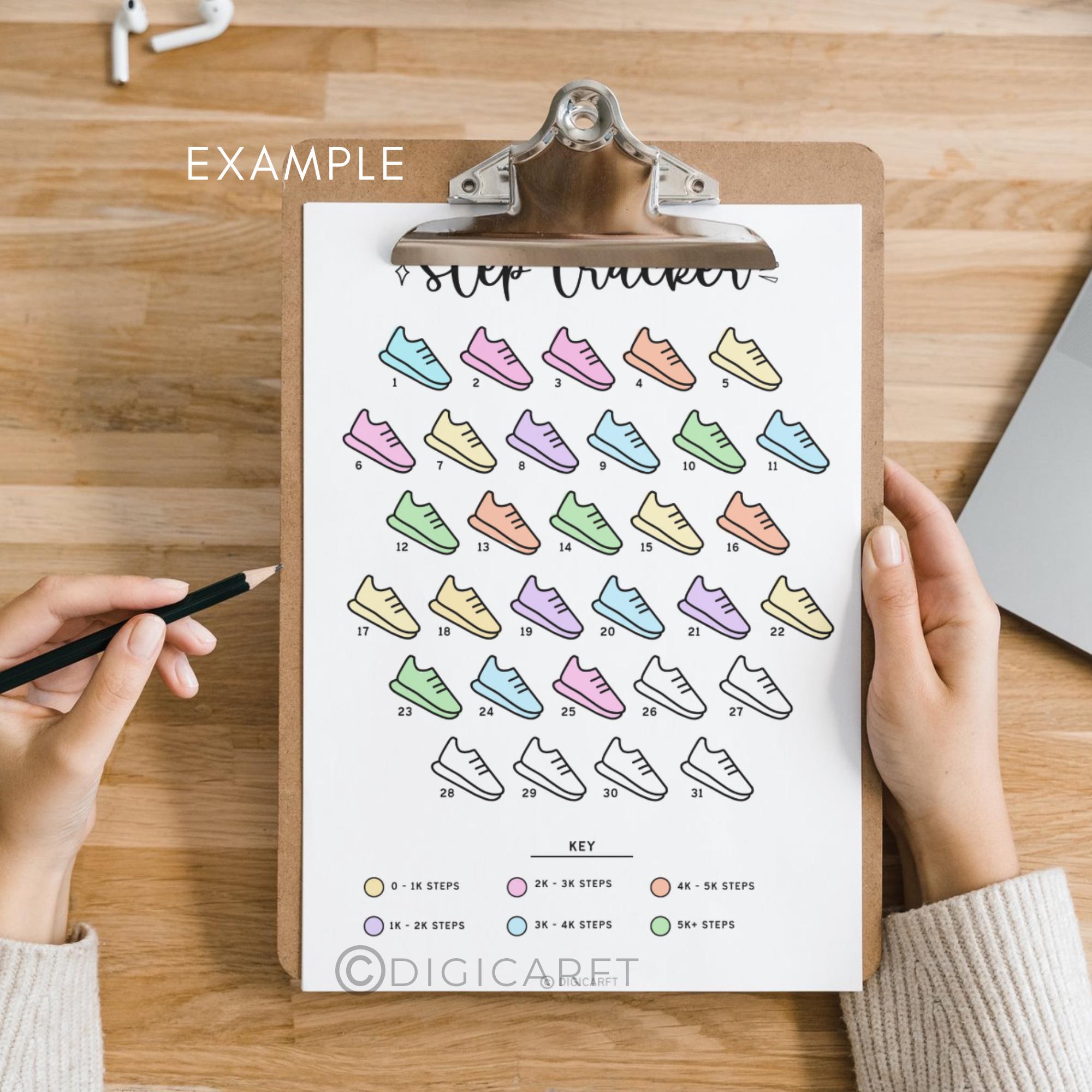 Monthly Steps Tracker Printable,a5 Bullett Journal Page,daily Steps ...