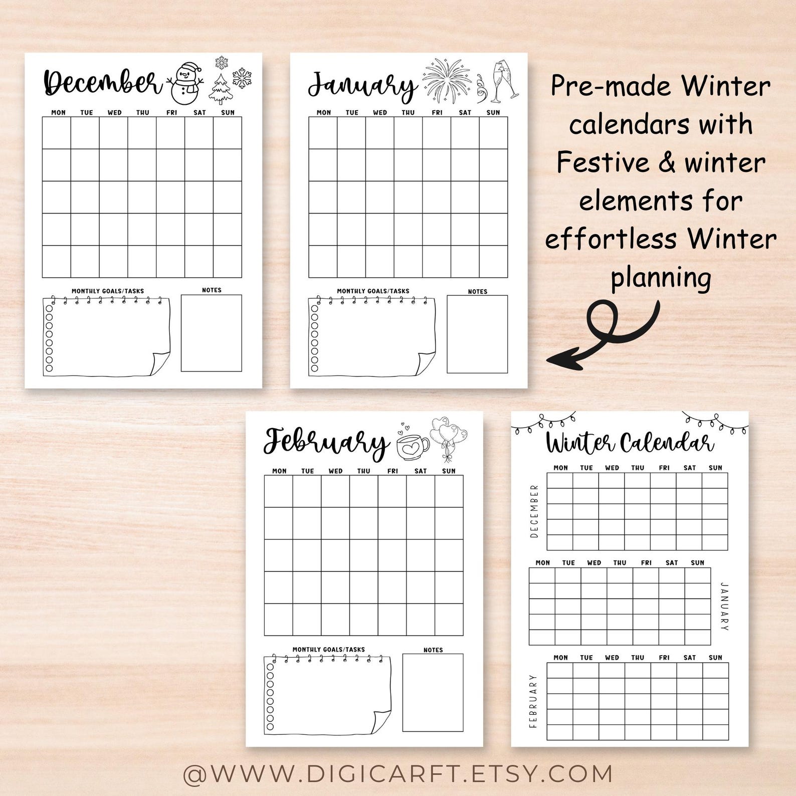 Winter Journal Bundle Printable,winter Planner Kit,winter Bucket List ...