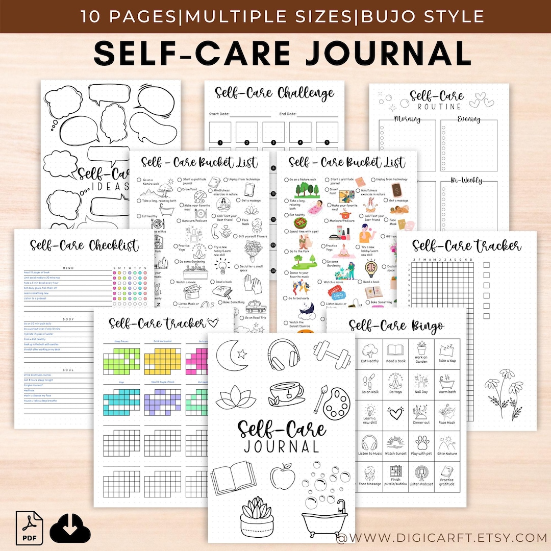 Self Care Journal Printable,self Care Checklist,daily Monthly Self Care ...