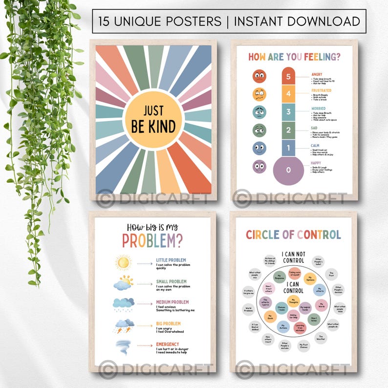 Calm Down Corner Poster Decor for Kids Room Boho,emotion Calming Place ...