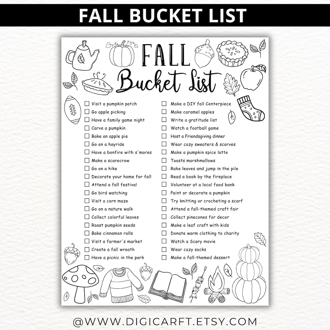 Printable Fall Bucket List Template,autumn Bucket List Ideas,fall Activities for Kids,autumn ...