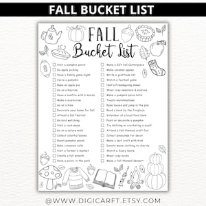 Printable Fall Bucket List Template,autumn Bucket List Ideas,fall ...