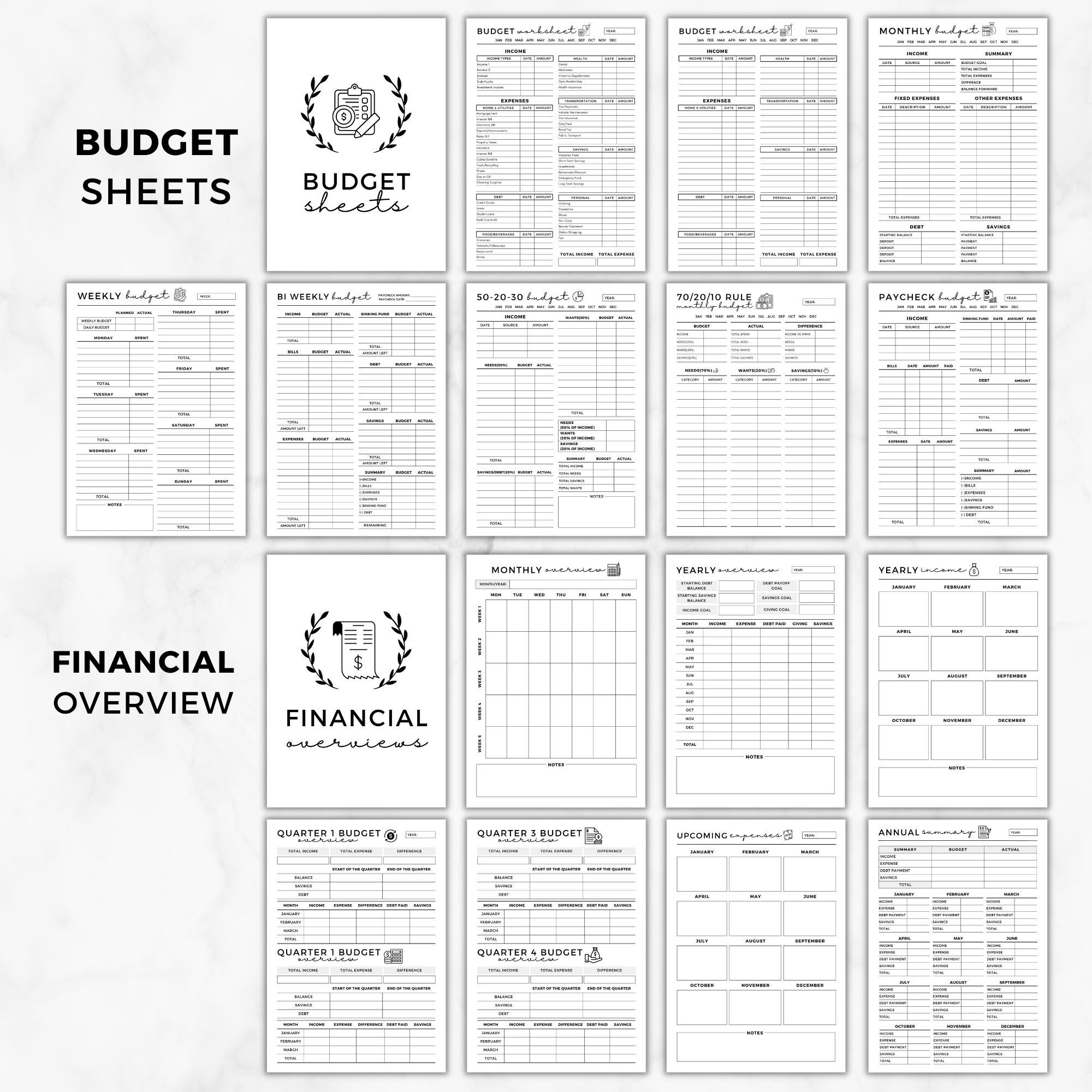 Printable Budget Planner Bundle: Minimalist Finance Journal (digital ...