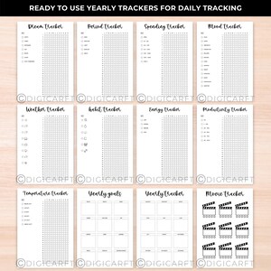 Yearly Trackers Bundle Printable A5,premade Bullett Journal Pages 2025 ...