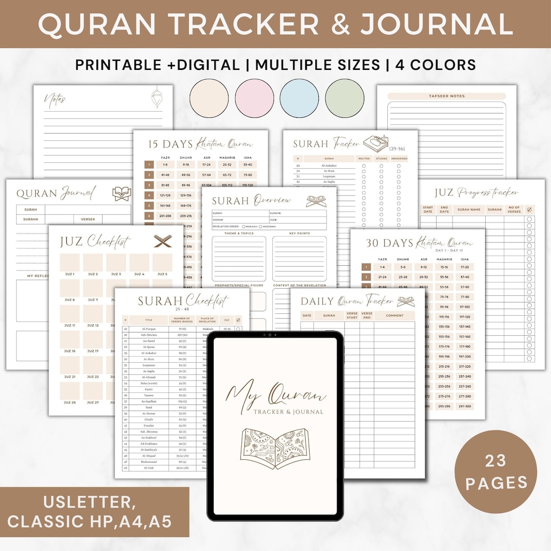 Printable Quran Tracker,recitation & Memorisation Tracker,quran Planner ...