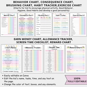 Editable Chore Chart for Multiple Kids Daily Checklist Canva,editable ...
