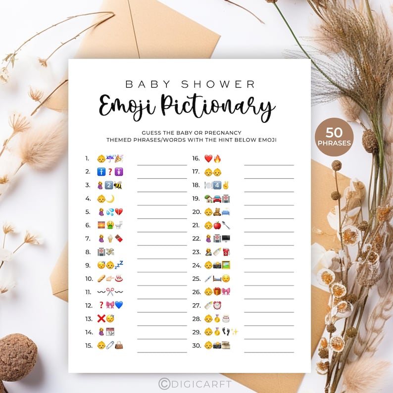 Baby Shower Emoji Game Printable,baby Shower Emoji Pictionary Game With ...