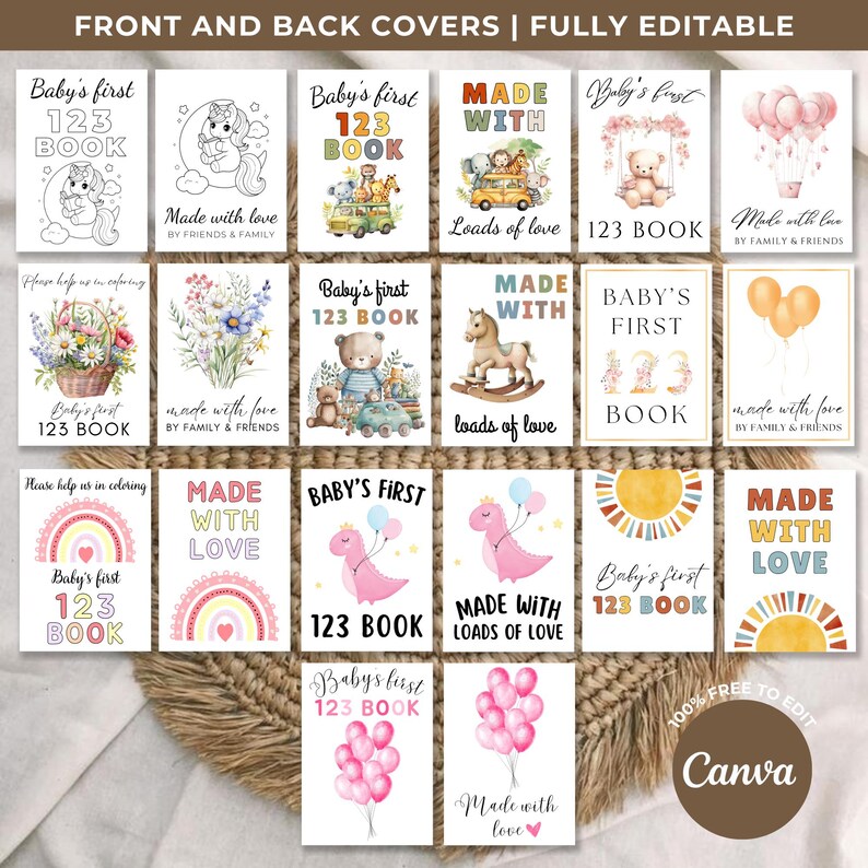 123 Baby Shower Coloring Guest Book Printable,babys First 123 Book,baby ...