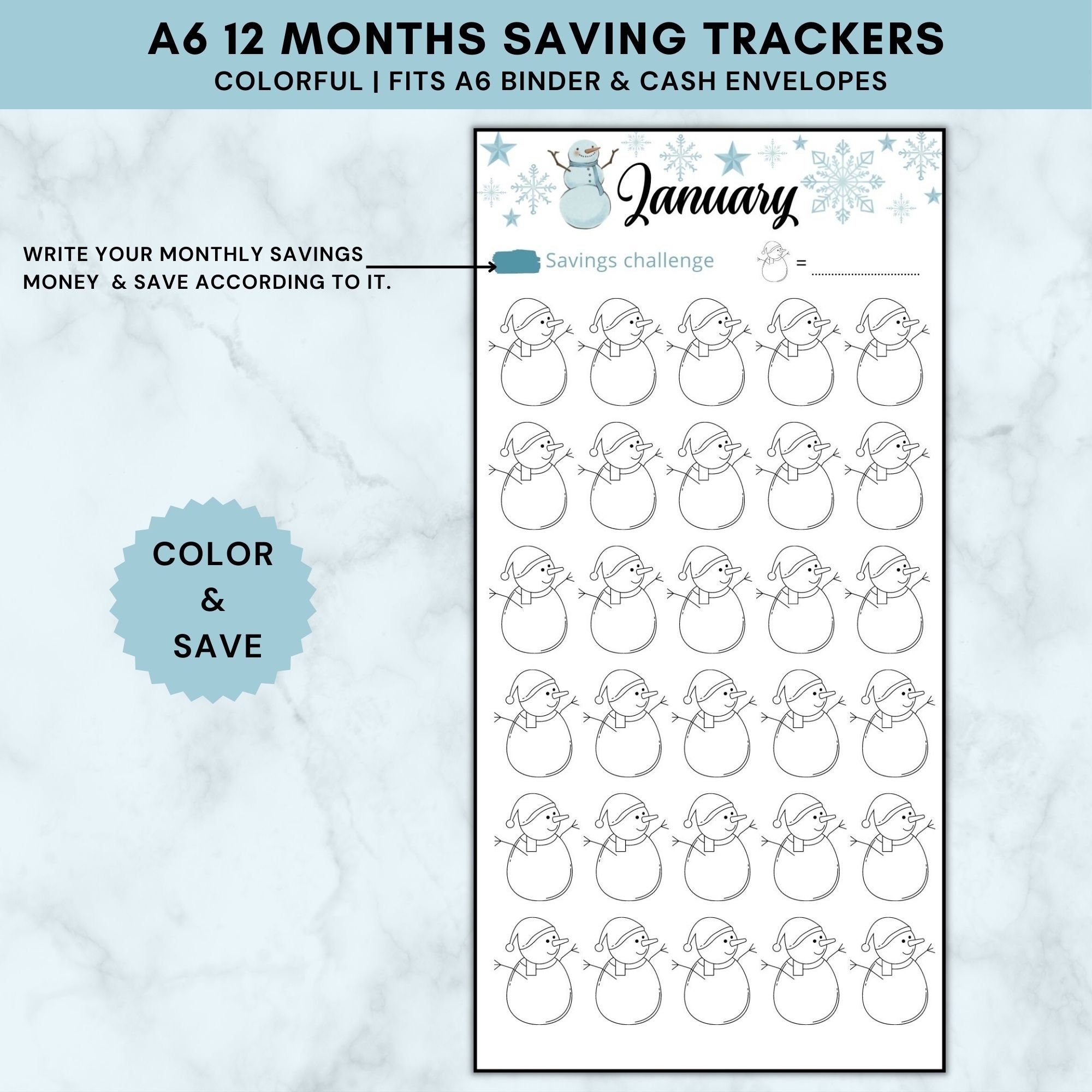 12 Month Savings Challenge Trackersa6 Savings Challenge - Etsy