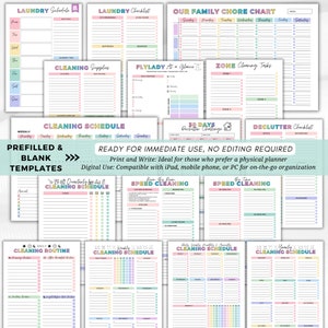 ADHD Cleaning Planner Bundle Pdf Editable Canva,home Cleaning Schedule ...