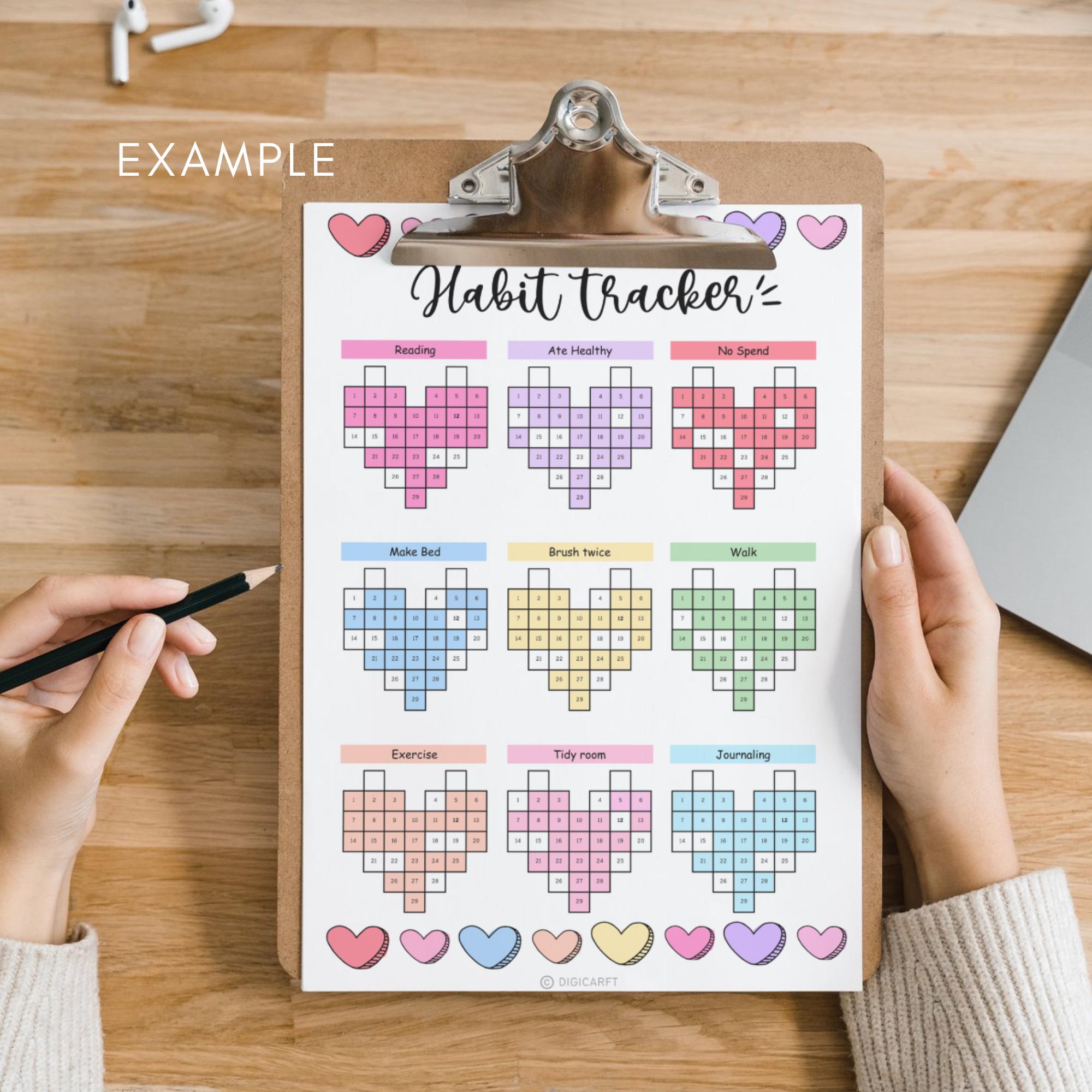 Monthly Habit Tracker Printable,healthy Habit Tracking Cute,habit ...