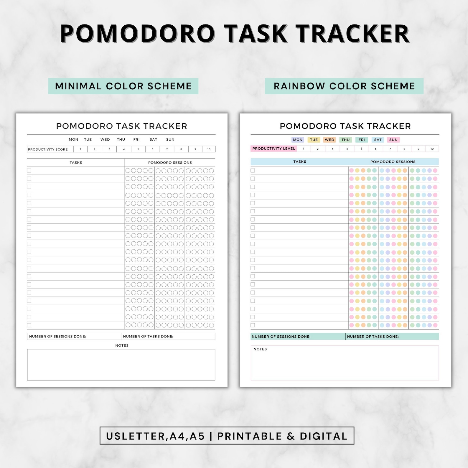 Pomodoro Planner Printable,productivity Planner Ipad,study Session ...