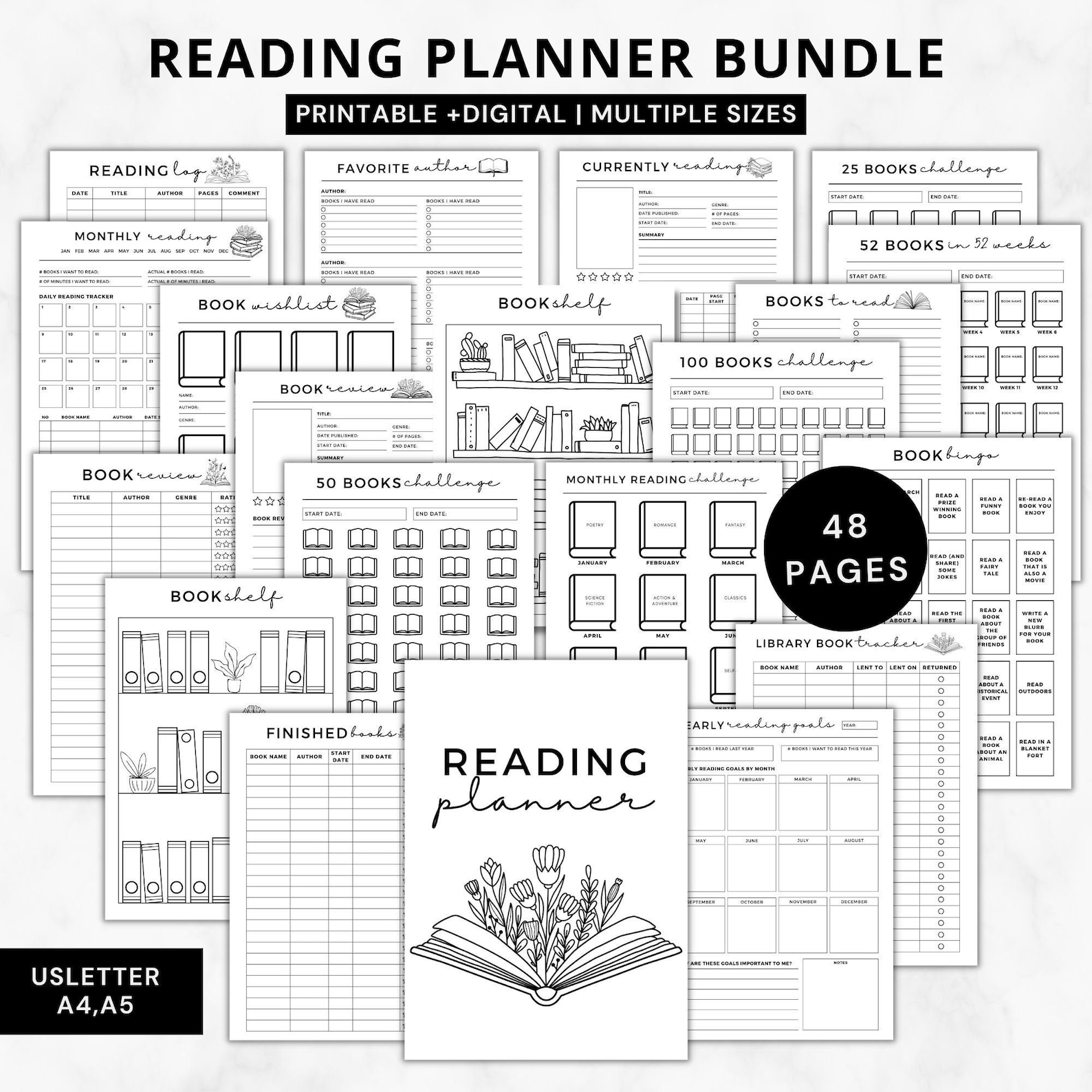 Book Reading Planner Bundle Printablereading Planner - Etsy