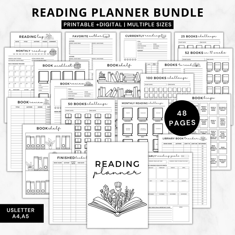 Book Reading Planner Bundle Printablereading Planner - Etsy UK