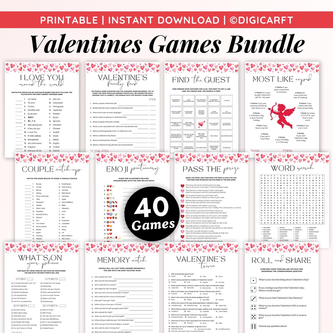Valentines Games Bundle,valentine's Day Games for Groups,valentines ...