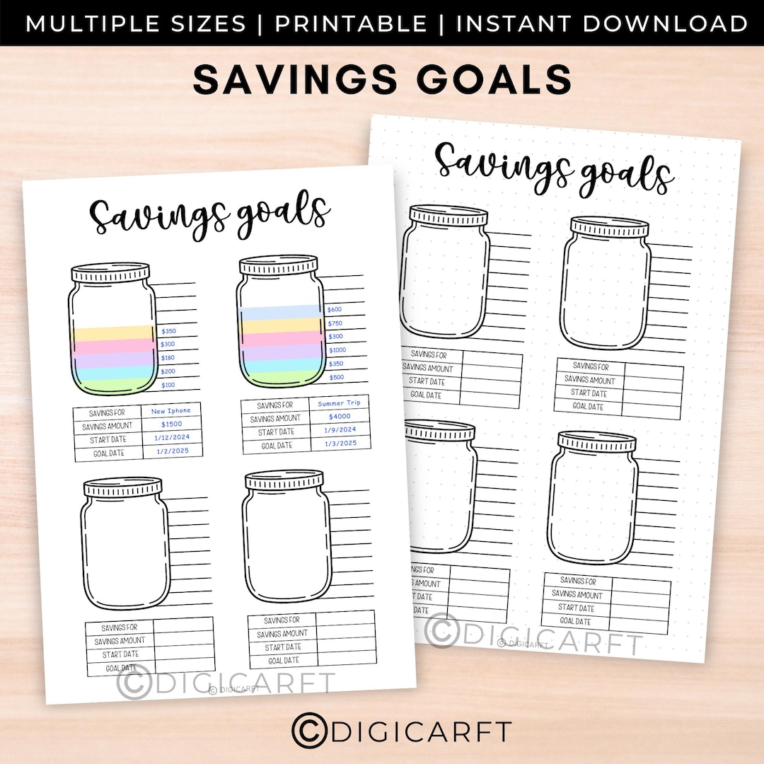 Savings Goal Tracker Printable,financial Goal Setting Journal,savings ...