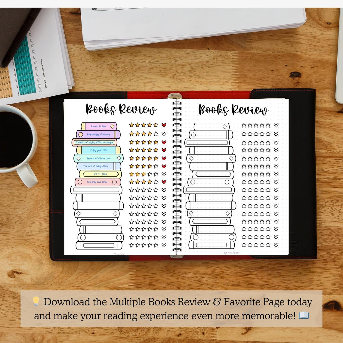 Book Review Template Printable,a5 Journal Reading Review Page,reading ...