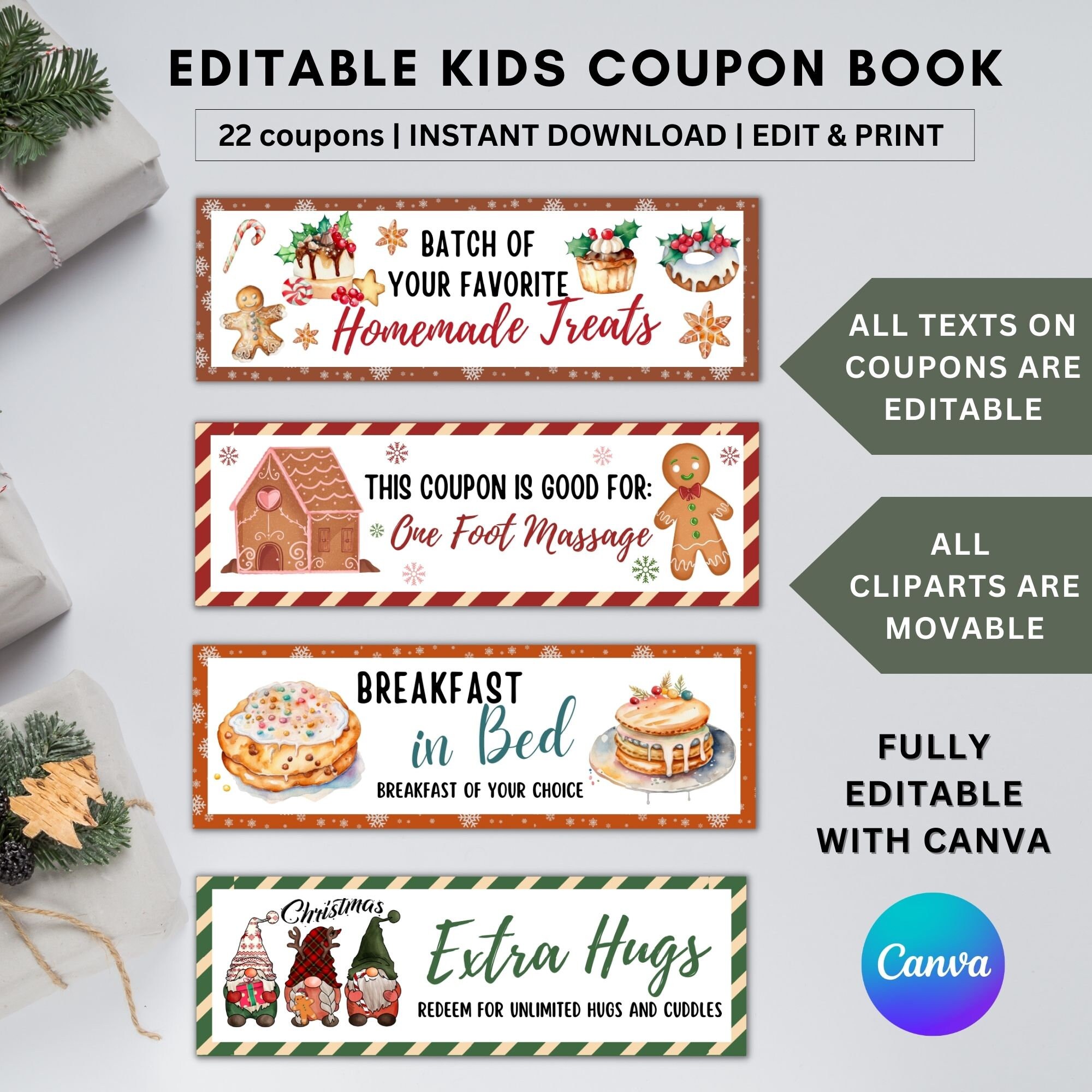 Editable Christmas Coupons for Kids Uk,christmas Coupon Book,christmas ...