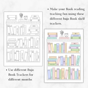 Bookshelf Printable Template,minimal Bujo Bookshelf Tracker Digital ...