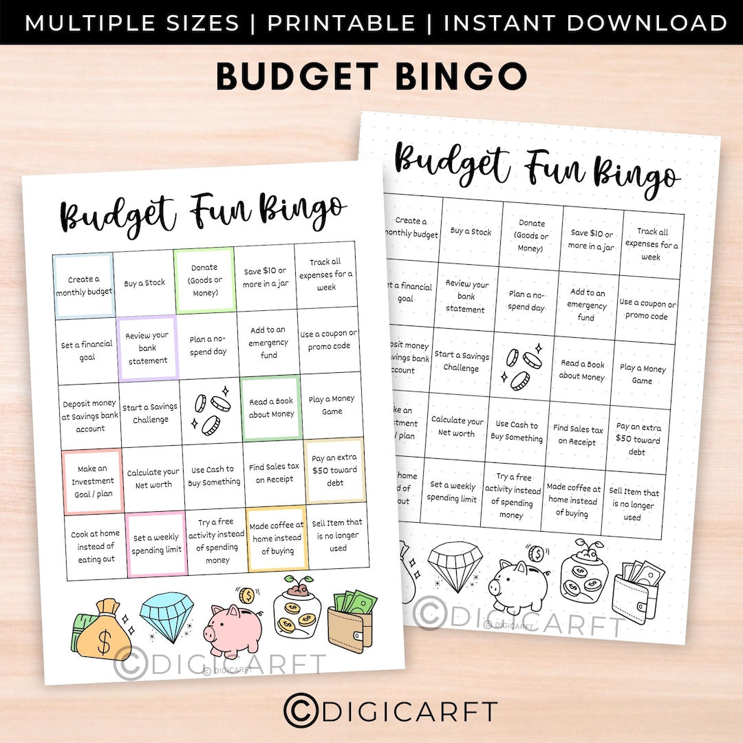 Budget Bingo Game Printable,money Saving Game,finance Bingo Card,budget ...